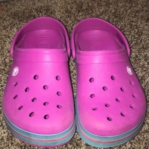 CROCS | Shoes | Purple Crocs With Blue And Coral Platform | Poshmark